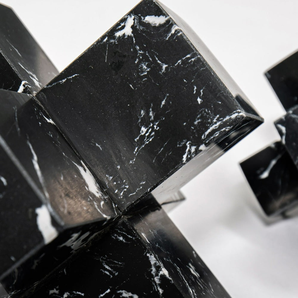 Black Marble Cube-Shaped Paperweight Figures (2pcs) | Herman Ellis ...