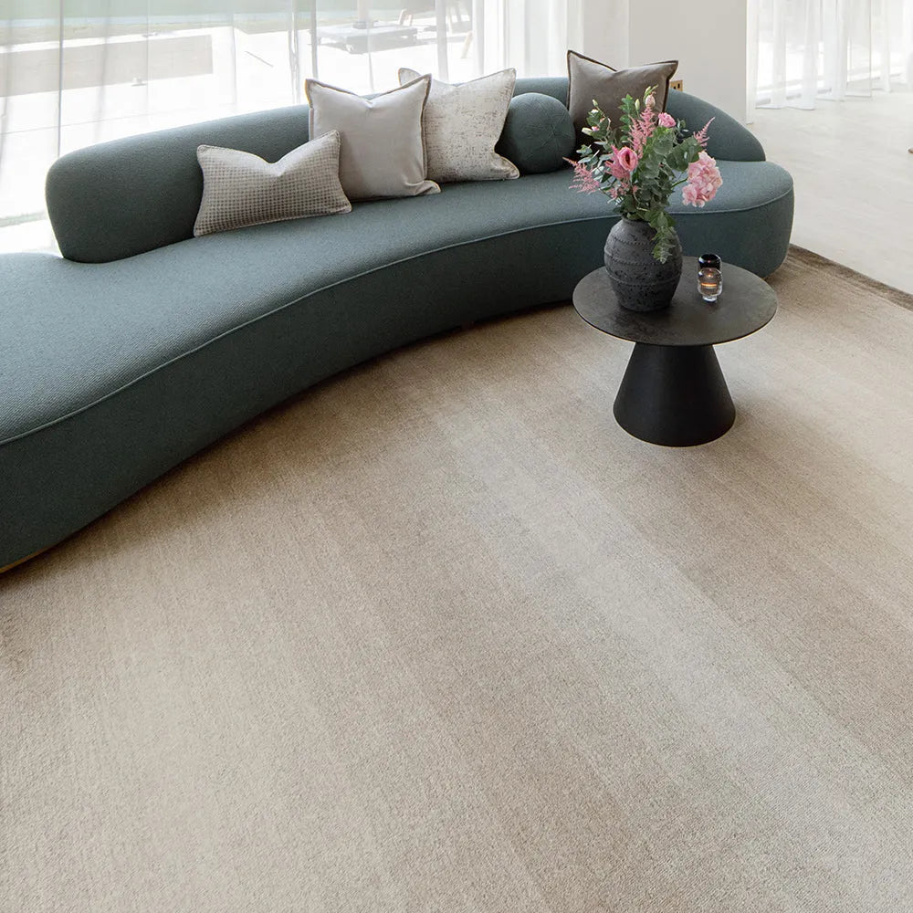 Oscar Dune - Solid Shaded Ombre Designed Beige-Grey Carpet | Knot Home