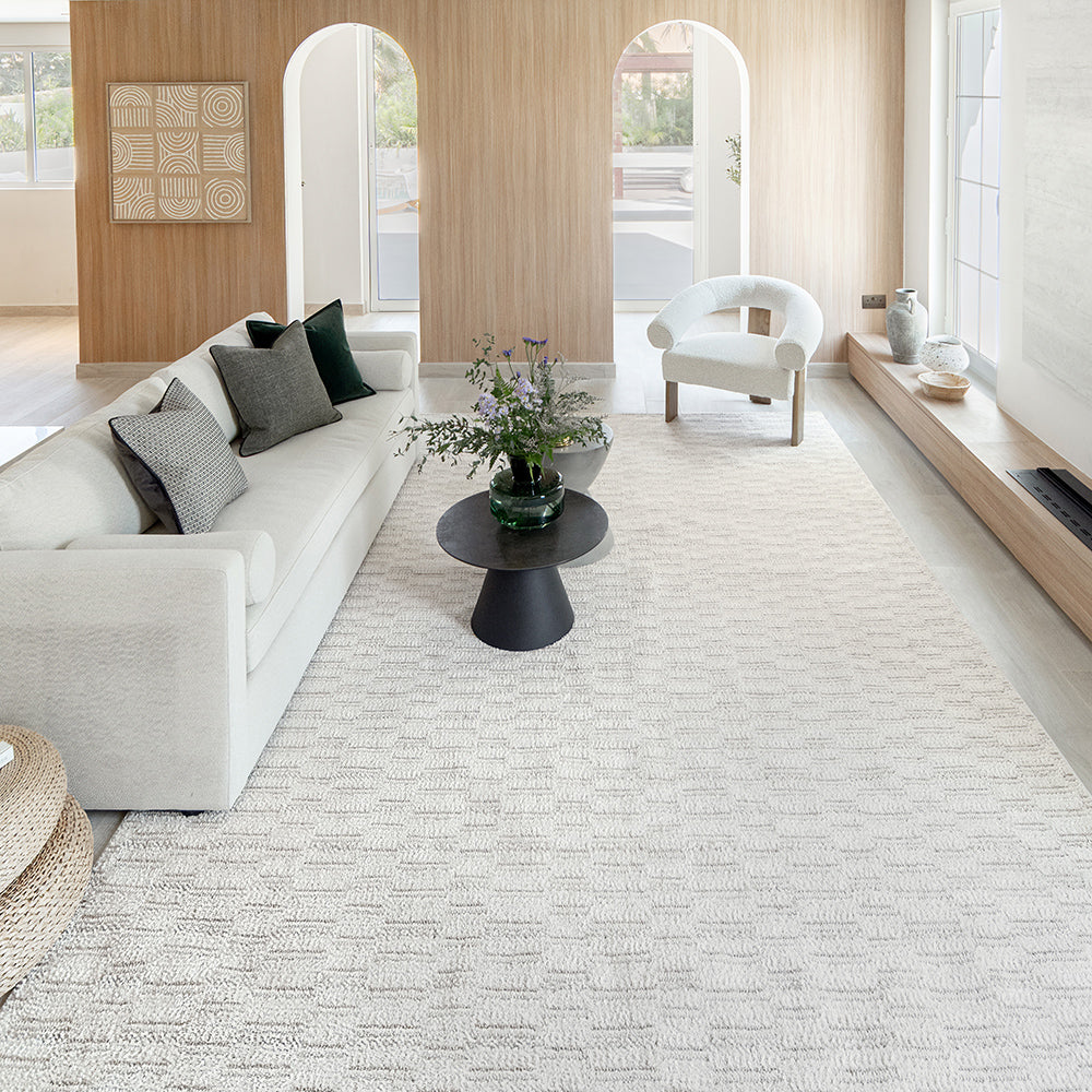 Henry Dune - Textured Rectangular Grid Patterned Carpet | Knot Home