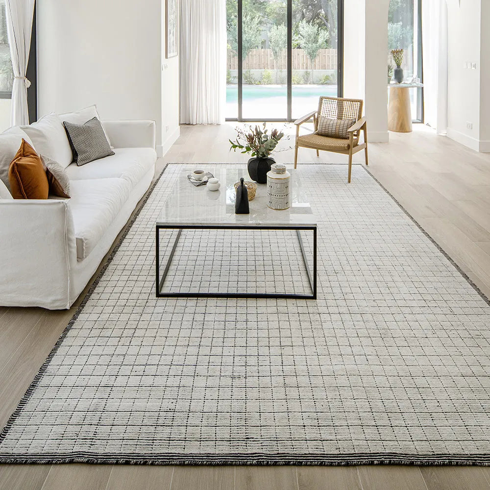 Taylor Bianca - Buy Black & White Grid Carpet Online | Knot Home