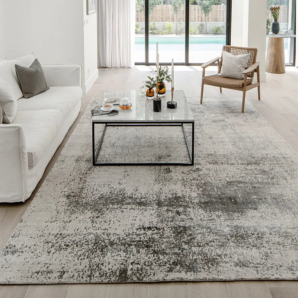 Liam Alba Abstract Greyish Rustic Carpet | Knot Home