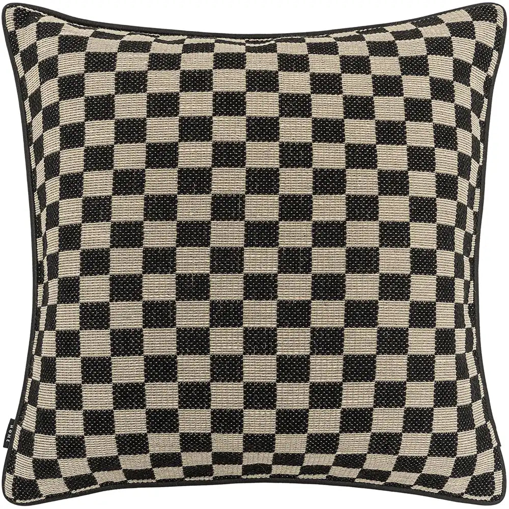 Enya Steele Checkerboard Contrast Cushion | Single Cushion - Knot Home