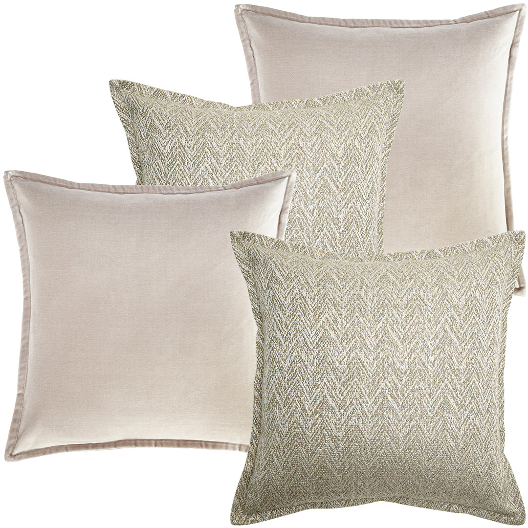 Buy Beige Velvet Cushions & Zigzag Textured Cushion Set | Knot Home