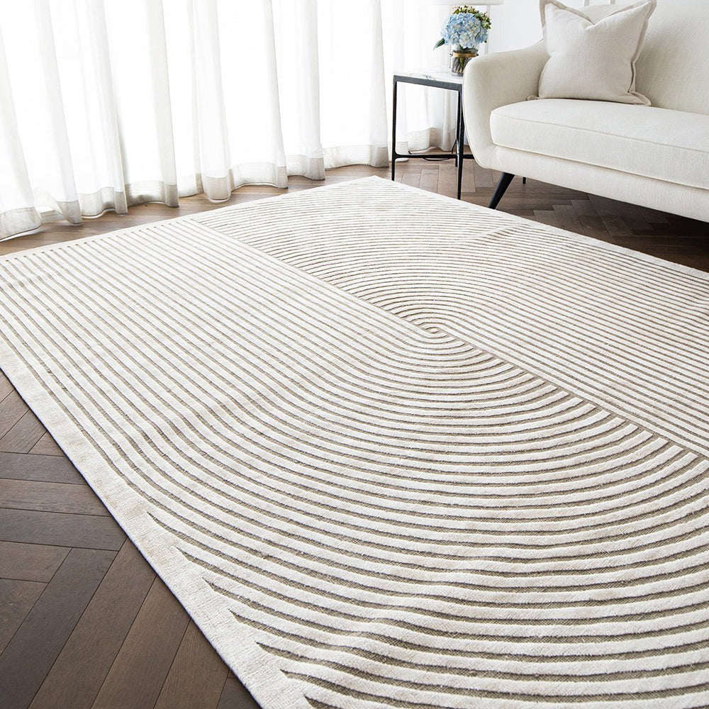 Maze Sandy - Curves & Straight Line Pattern Brown Carpet | Knot Home