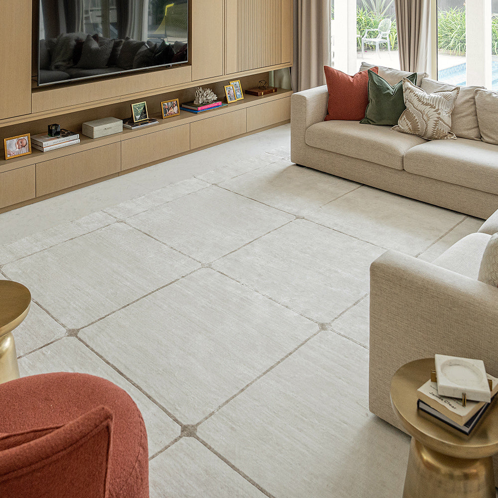 Noon Salam Oversized Grid Line Patterned Carpet | Knot Home