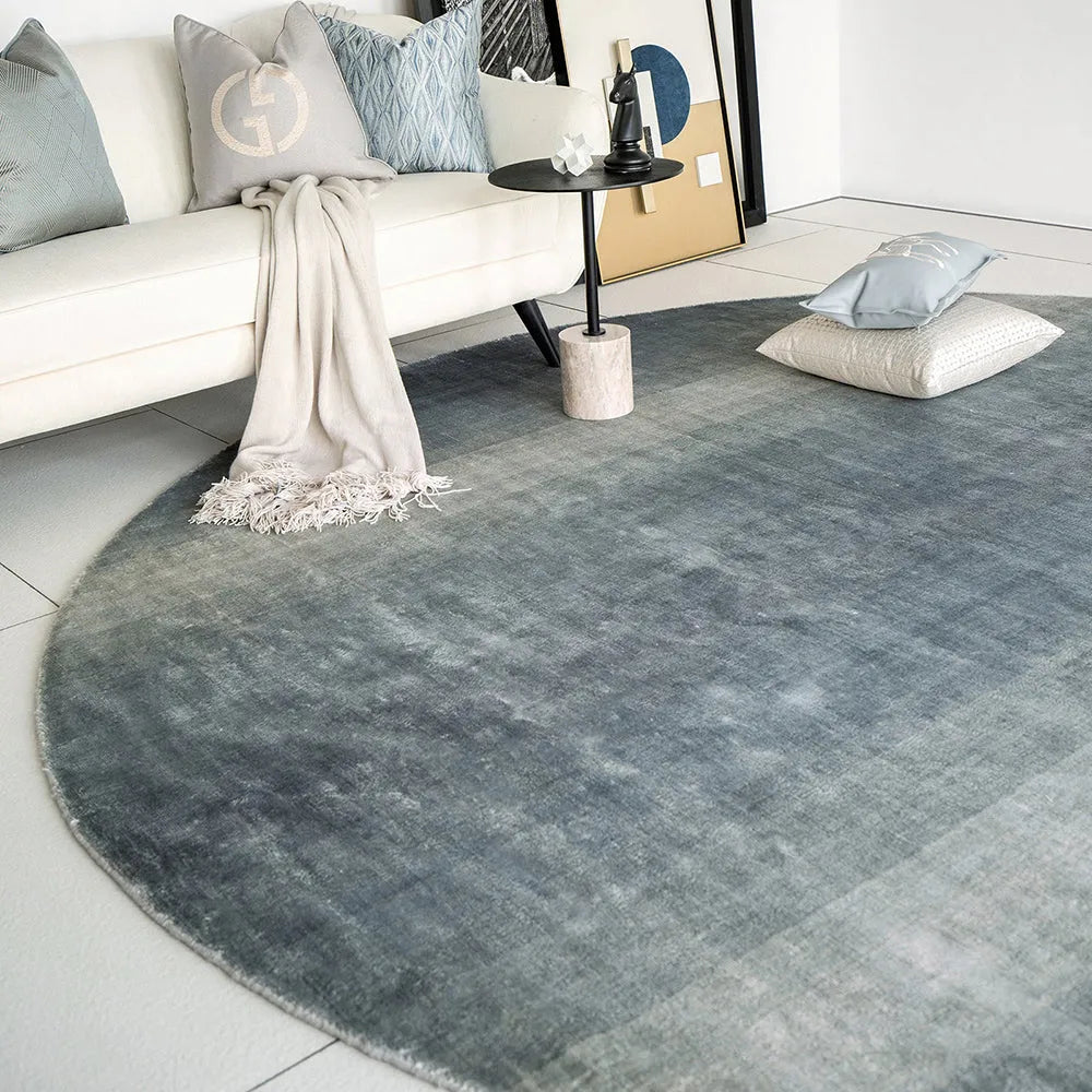 Scarlette Sky Round Carpet - Blue Grey Ombre Design Carpet| Knot Home