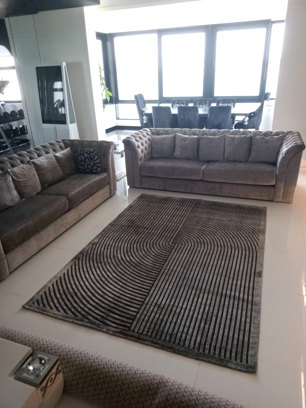 Maze Ashton - Silver-Grey Curved & Straight Line Pattern Carpet | Knot Home